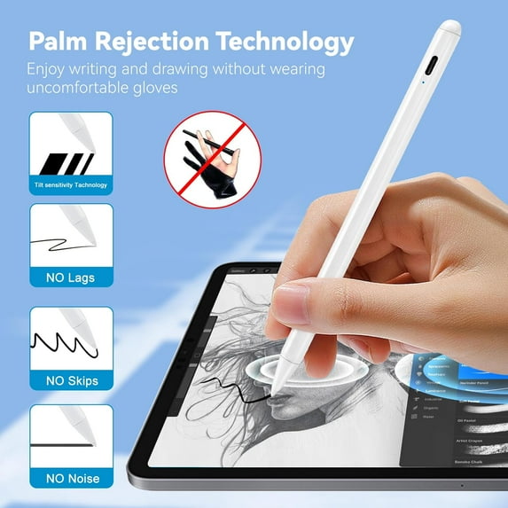 UUGHWW-iPad Pro 11" Stylus Pencil,1.5mm Replaceable Pom Palm Rejection ...
