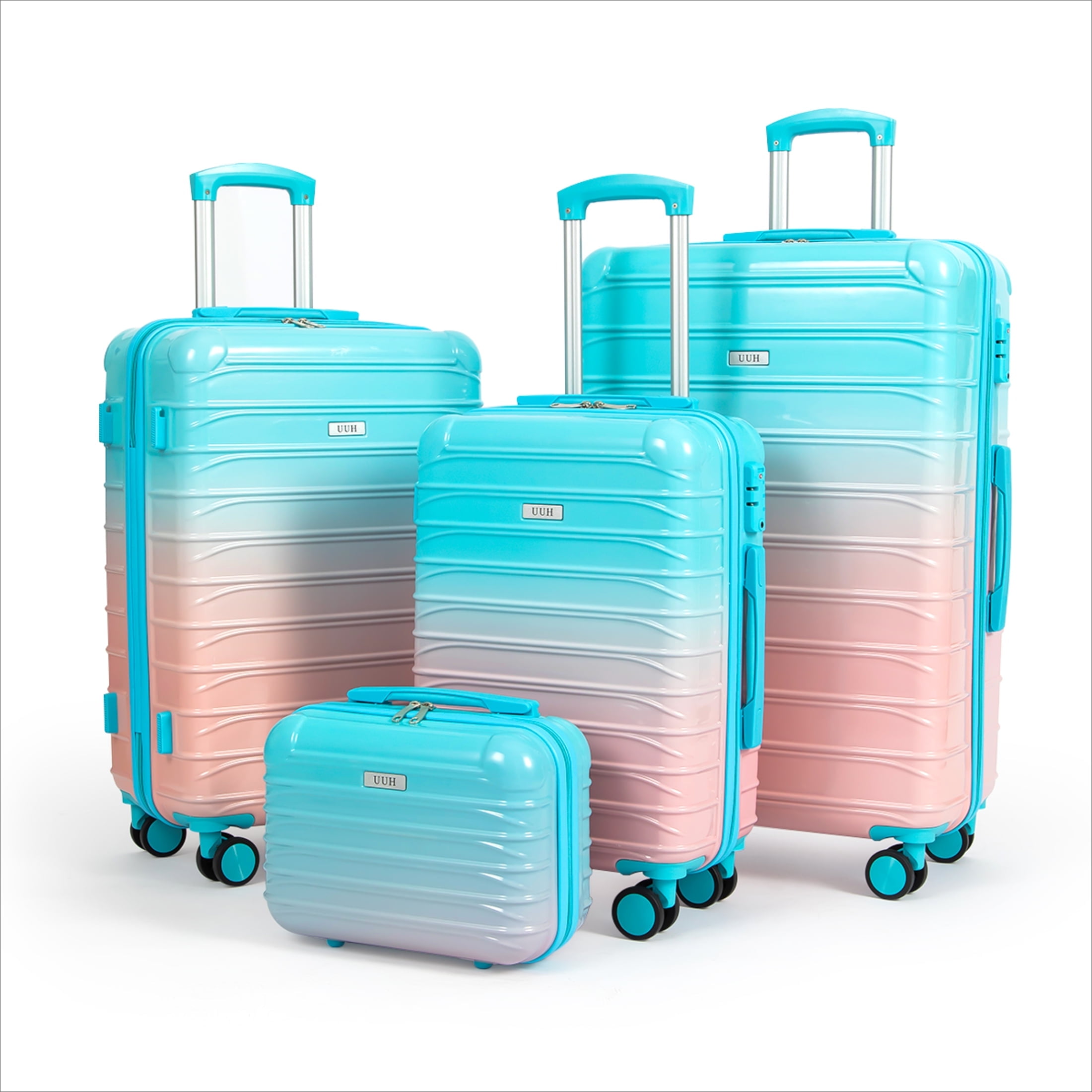 UUH - 4 Piece Luggage Set - Sturdy ABS material luggage, smooth dual ...