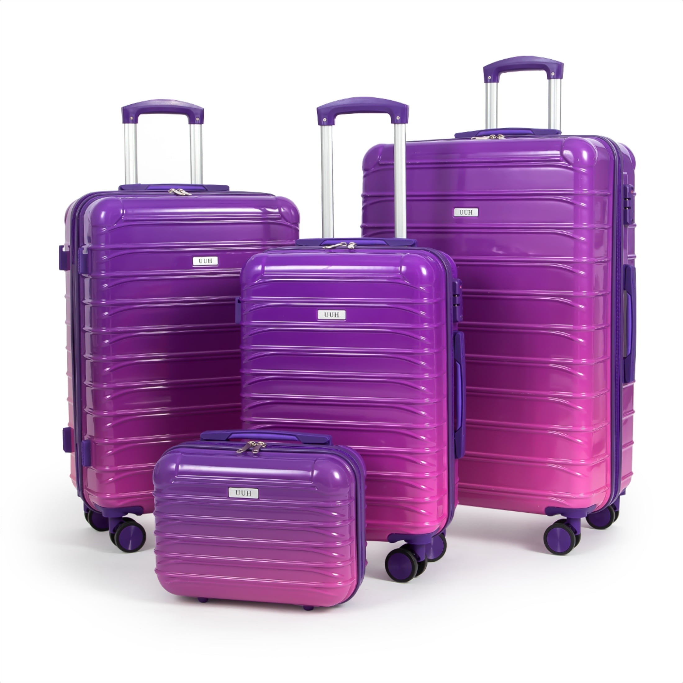 UUH - 4 Piece Luggage Set - Sturdy ABS material luggage, smooth dual ...