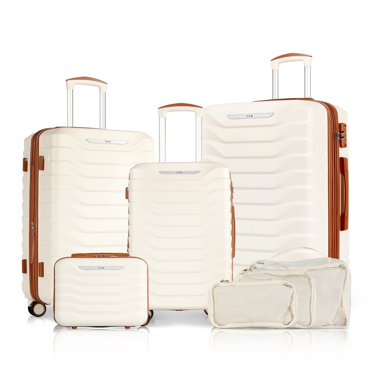 UUH Luggage Sets 7 Piece, Expandable Hardside Carry on Suitcase Set ...