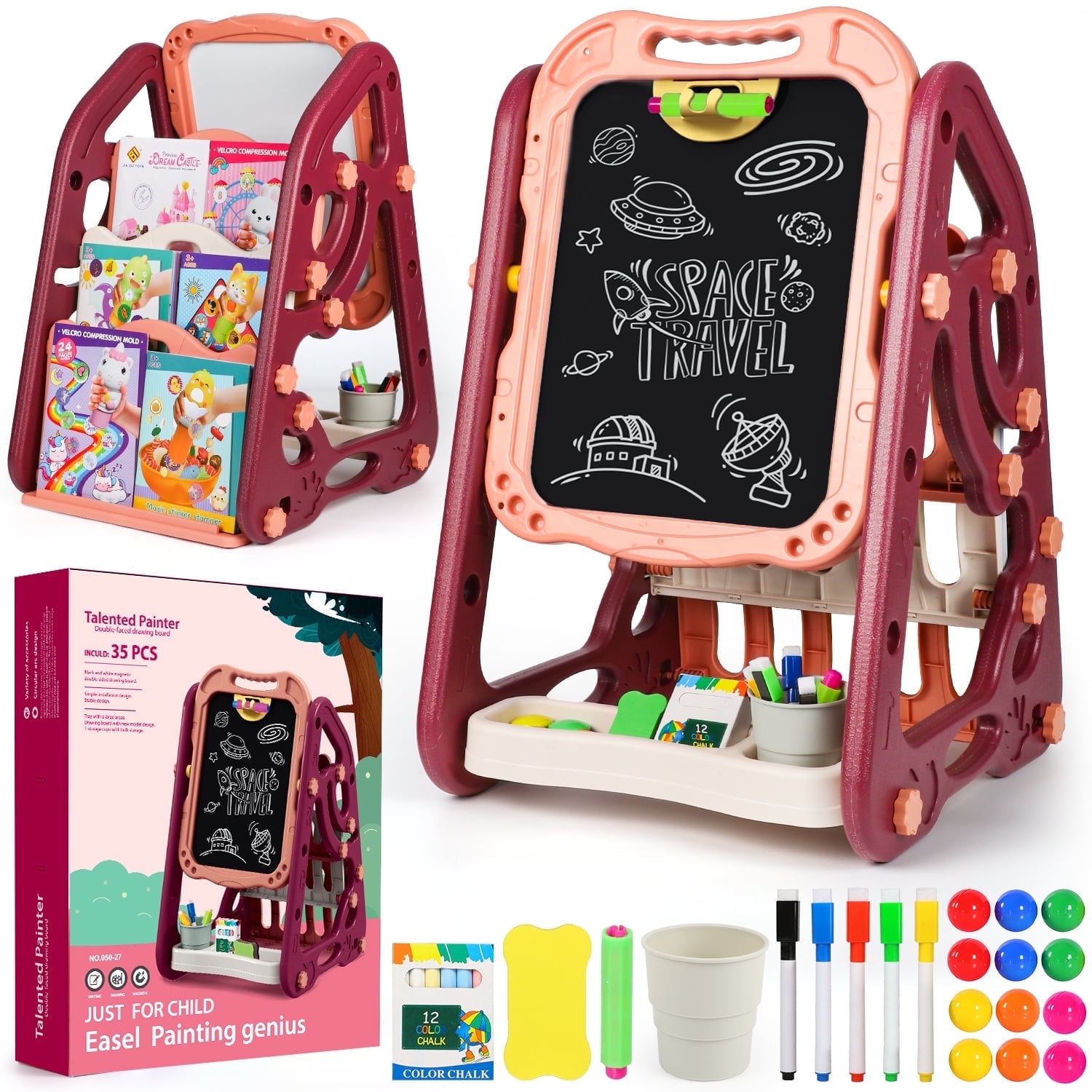 UUSUOO Easel for Kids,3 in 1Double Sided Art Easel with Magnetic White ...