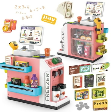 Costway Kids Grocery Store with Shopping Cart Cash Register Scanner ...