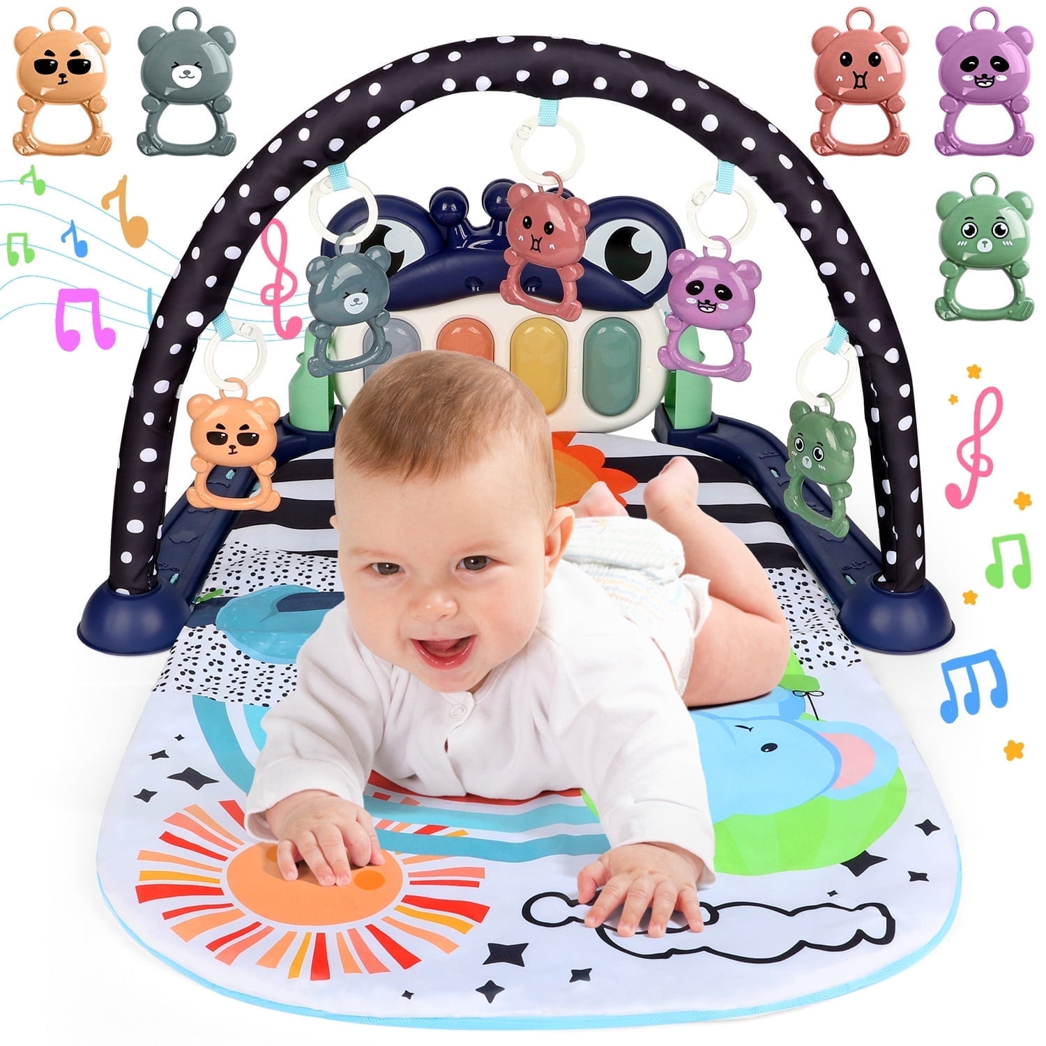 UUSUOO Baby Play Mat Baby Gym,Kick and Play Piano Gym,Musical Activity ...