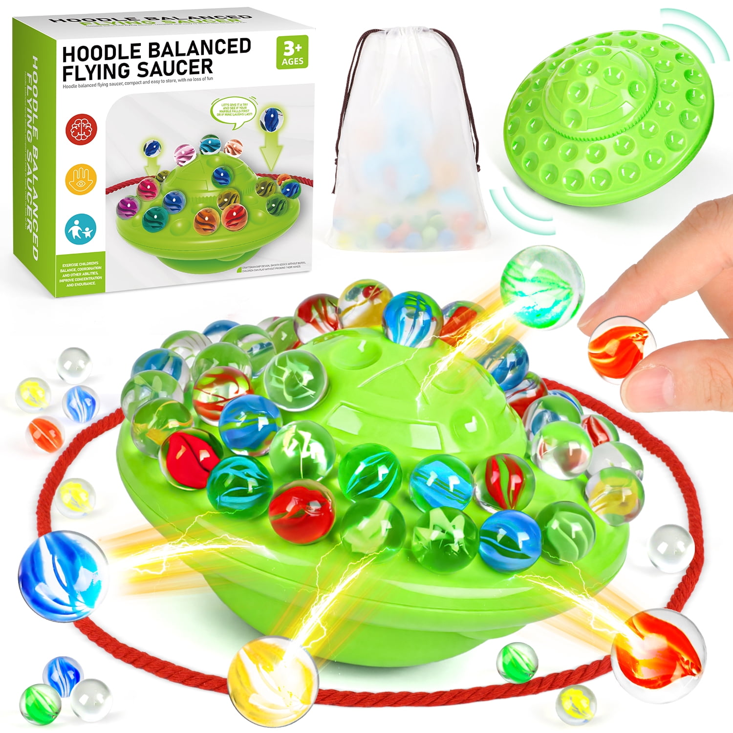 UUSUOO Marble Balance Board Game with 60 Glass Marbles & Storage Base ...