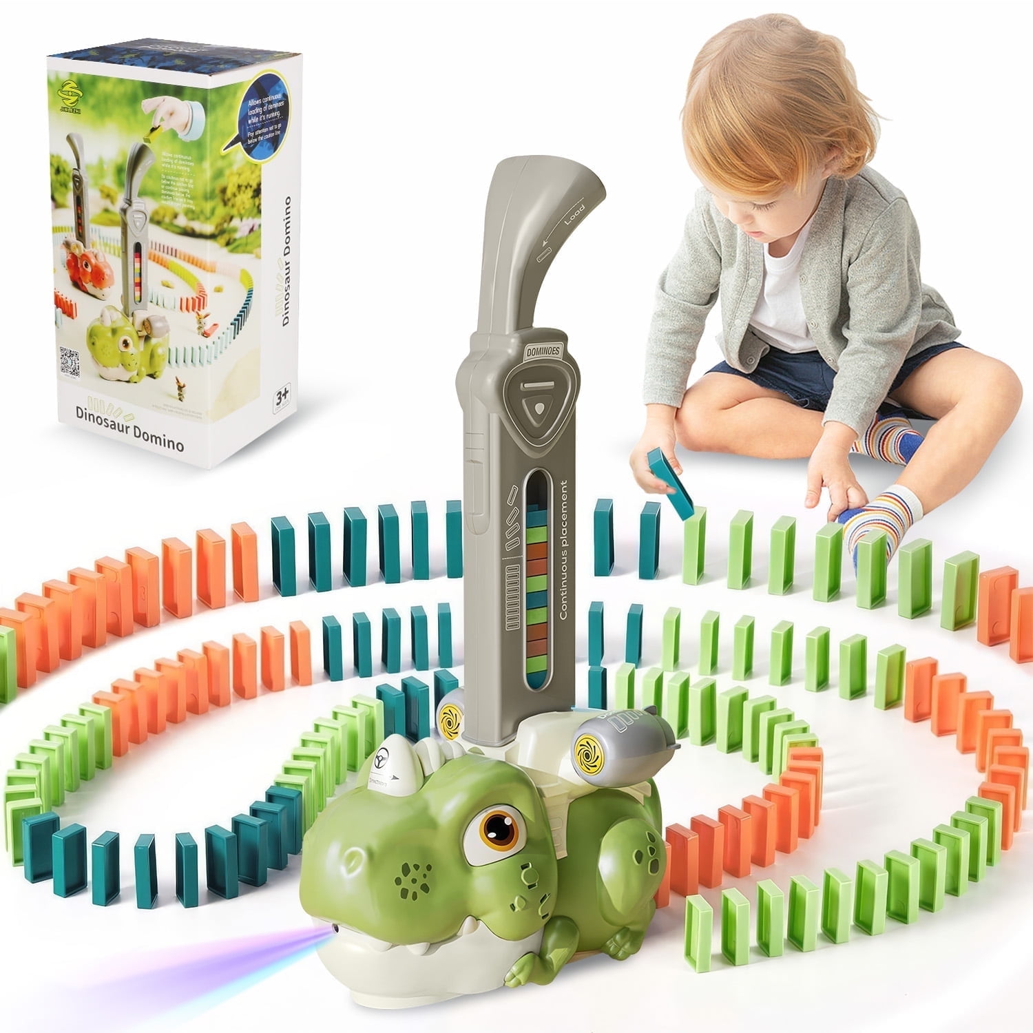 UUSUOO Dinosaur Toys for Kids 3-5,Dinosaur Domino Train Toy Set for ...