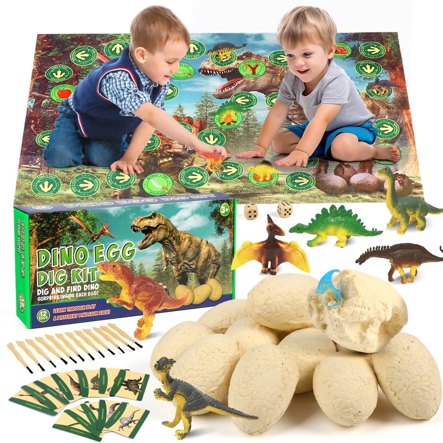 UUSUOO Dino Eggs Dig Kit,12 Pack Dinosaur Eggs Excavation Science ...