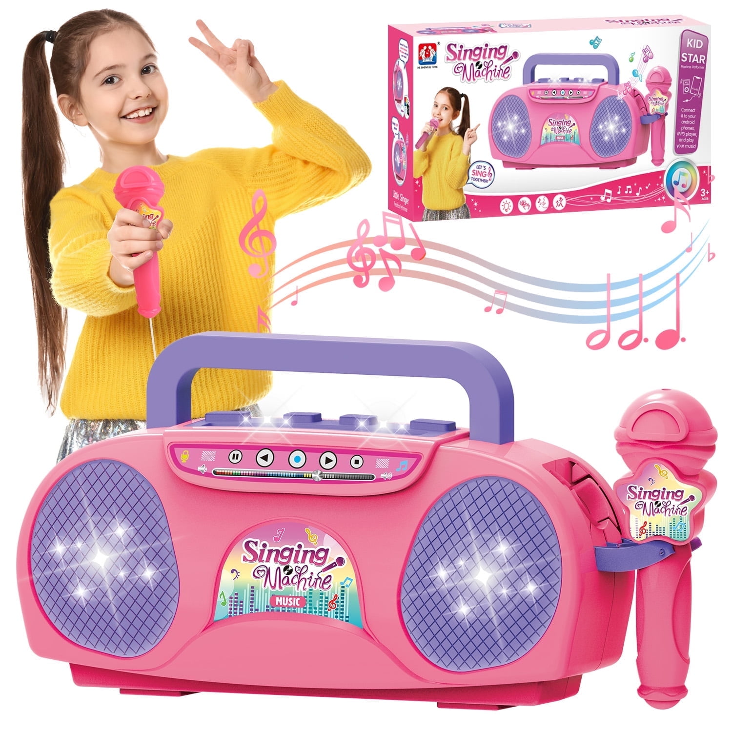 UUSUOO Microphone for Kids Age 2-3 Girls,Karaoke Microphone for Kids ...