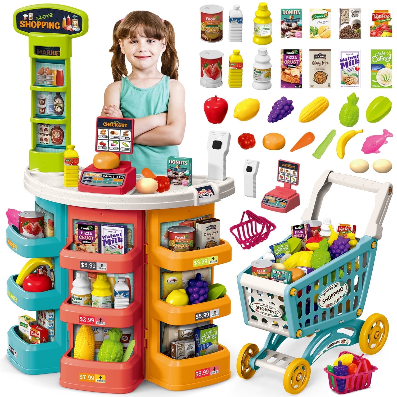 UUSUOO Supermarket Playset for Kids,Pretend Play Grocery Store Set with ...
