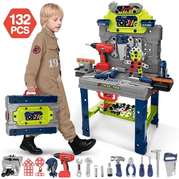 Kids Toy Tools Collection with Construction Sets and Accessories