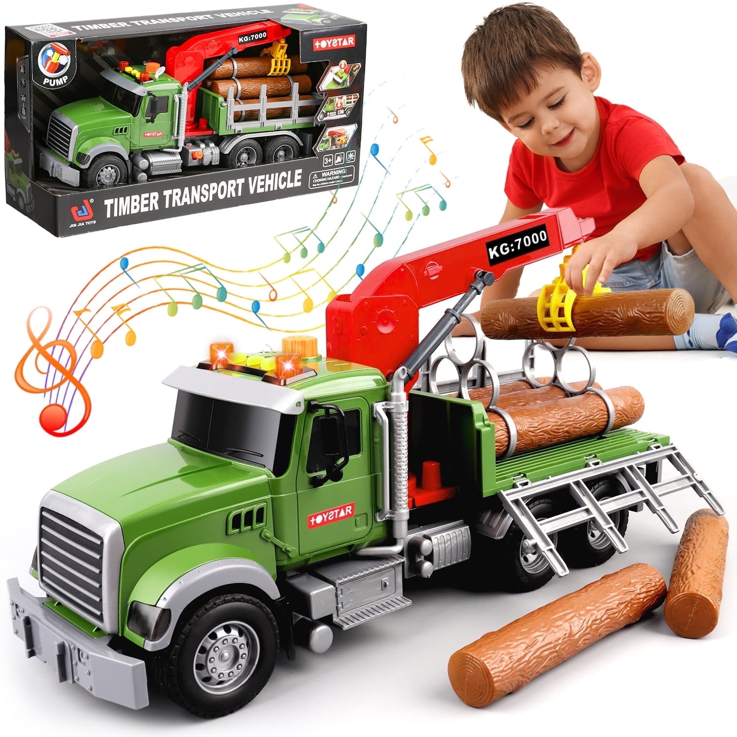 UUSUOO Toddler Trucks for Boys 3-6 Years,15" Large Boys Timber Truck ...