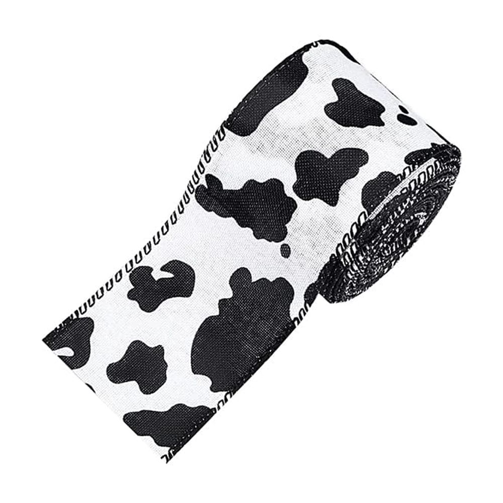 UUYYEO 5 Yards Cow TSF6 Print Wired Edge Ribbon Burlap Craft Ribbons ...