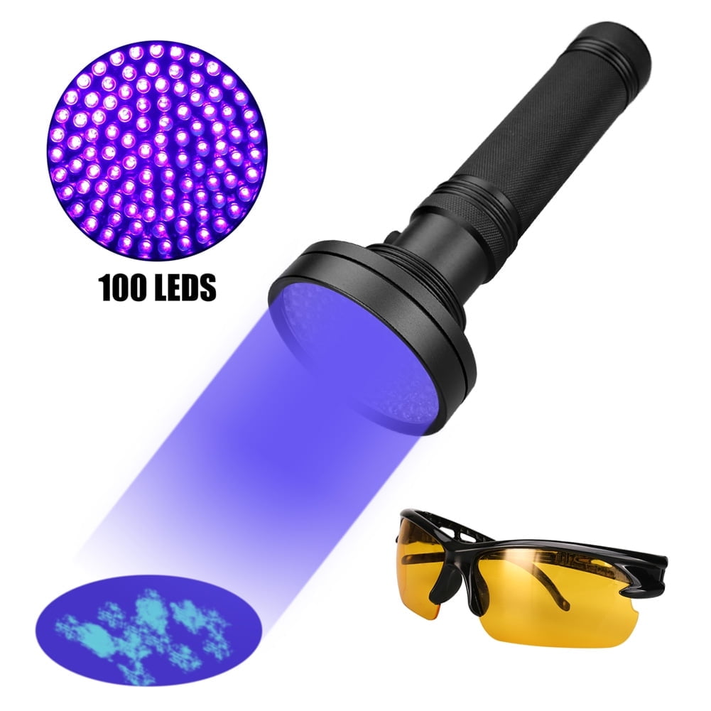 UV 100 LED Blacklight Scorpion 395-400nm Violet Flashlight Detection ...