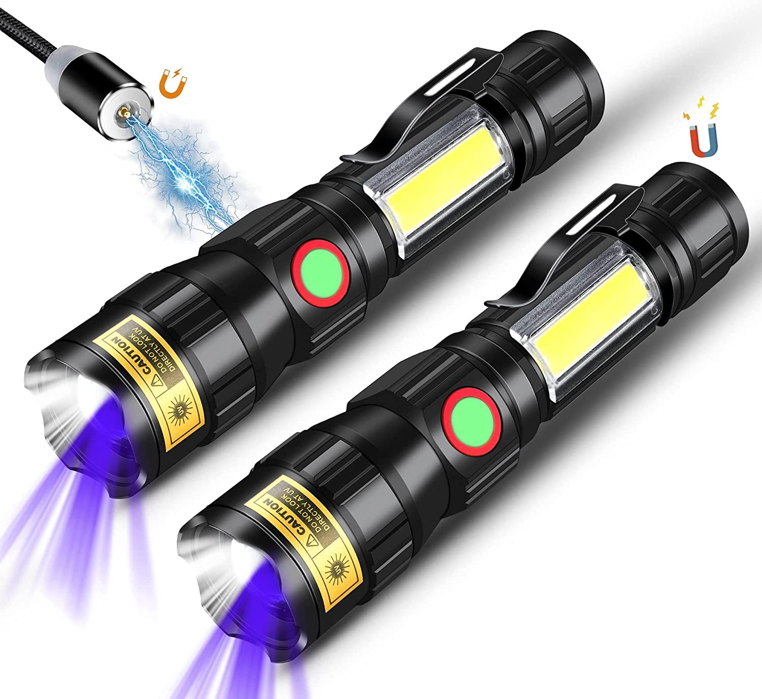 UV 365nm Flashlight USB Magnet Rechargeable Wood's Lamp LED Ultraviolet ...