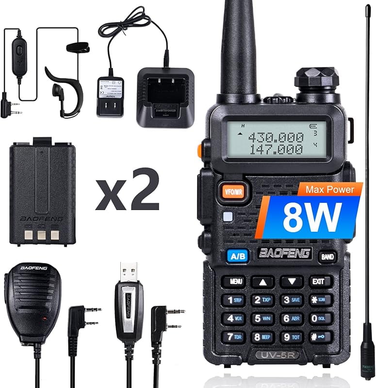 UV-5R High Power Handheld Two-Way Radio, 3800mAh Battery, Handset and ...