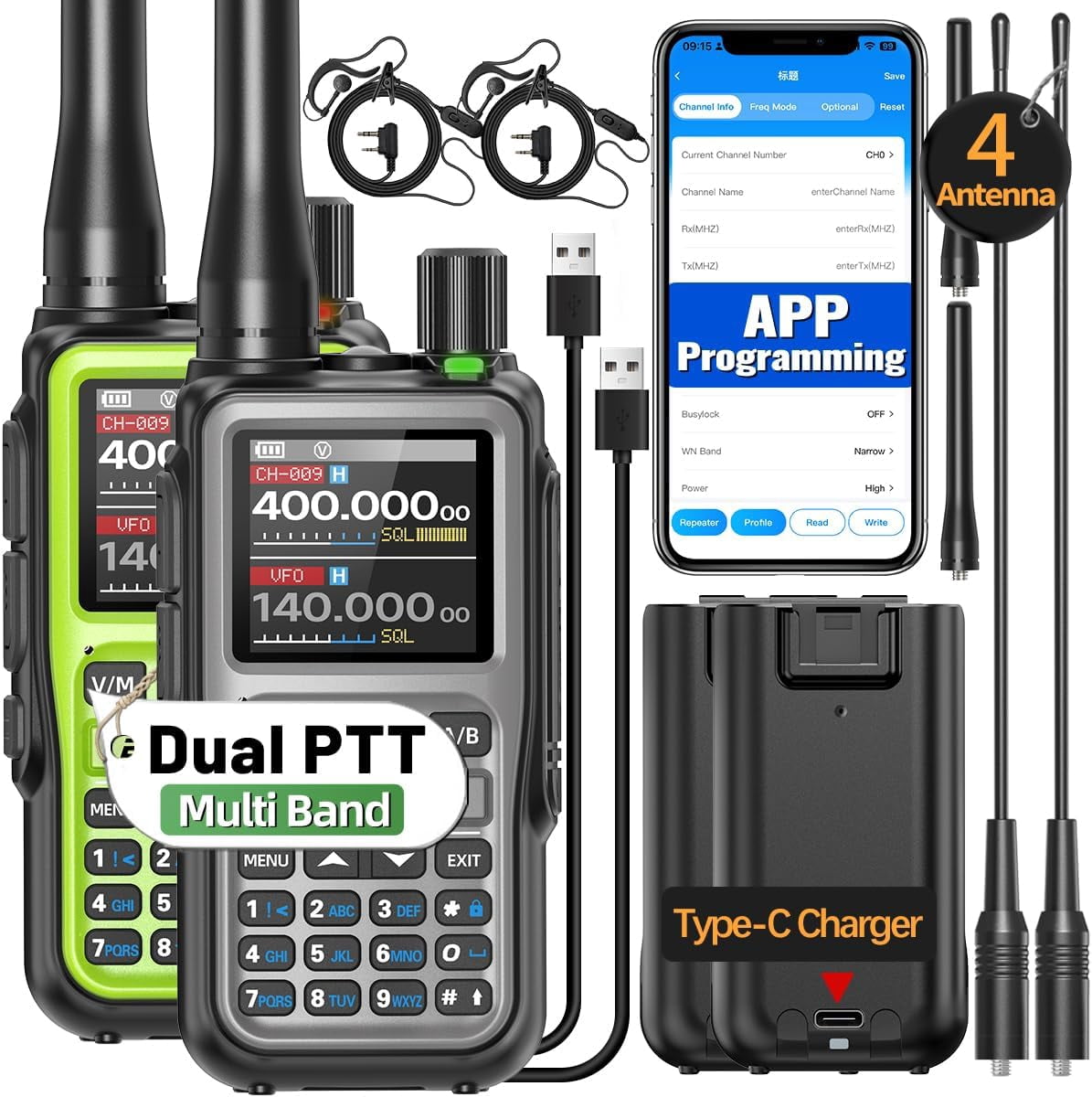 UV-5R Mini Handheld Ham Radios Long Range Rechargeable Walkie Talkies ...