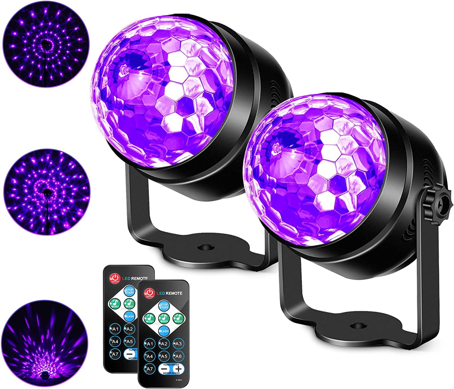 UV Black Lights for Glow Party, 6W LED Disco Ball Strobe Lights for ...