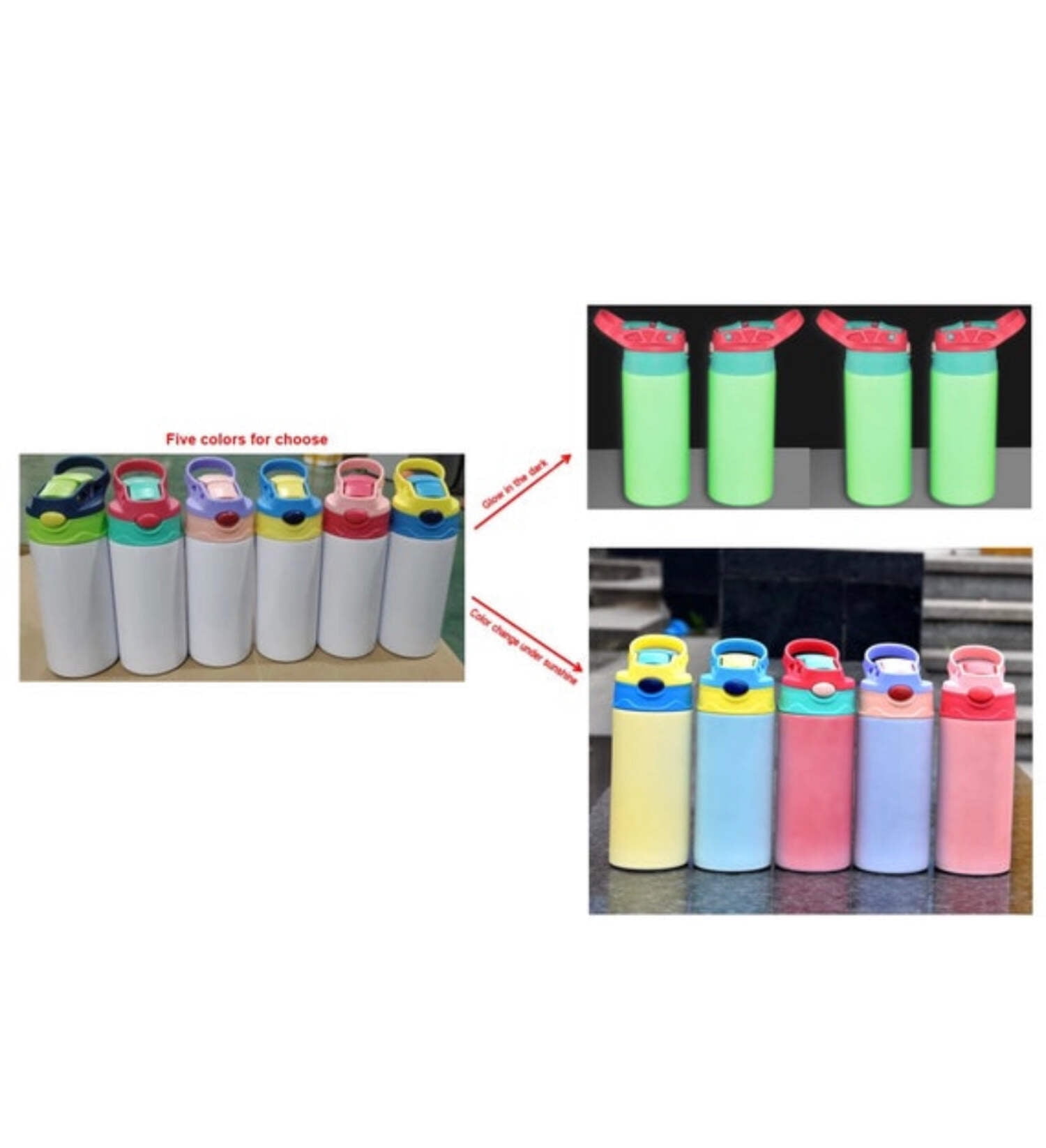 UV Color Change Glow in Dark 12oz Blank Sublimation Sippy Cup Straight ...