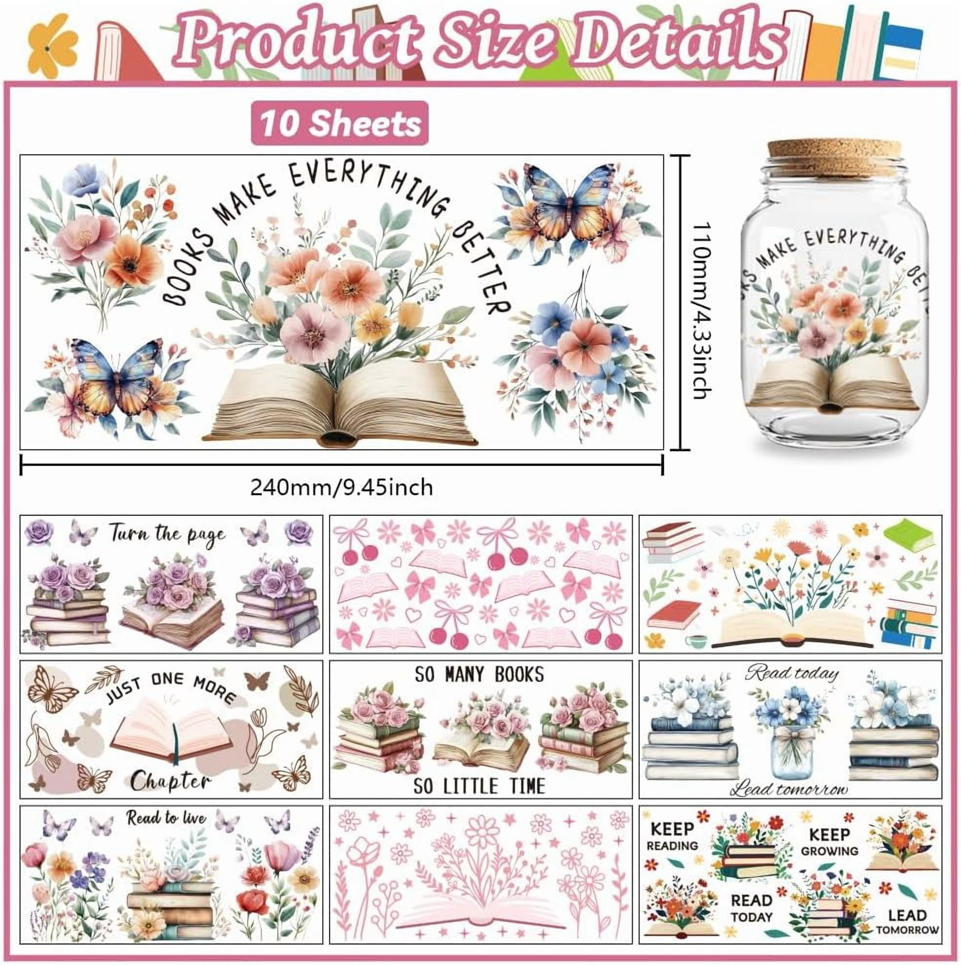 UV DTF Cup Transfer Wraps Stickers Book and Flowers 10 Sheets ...