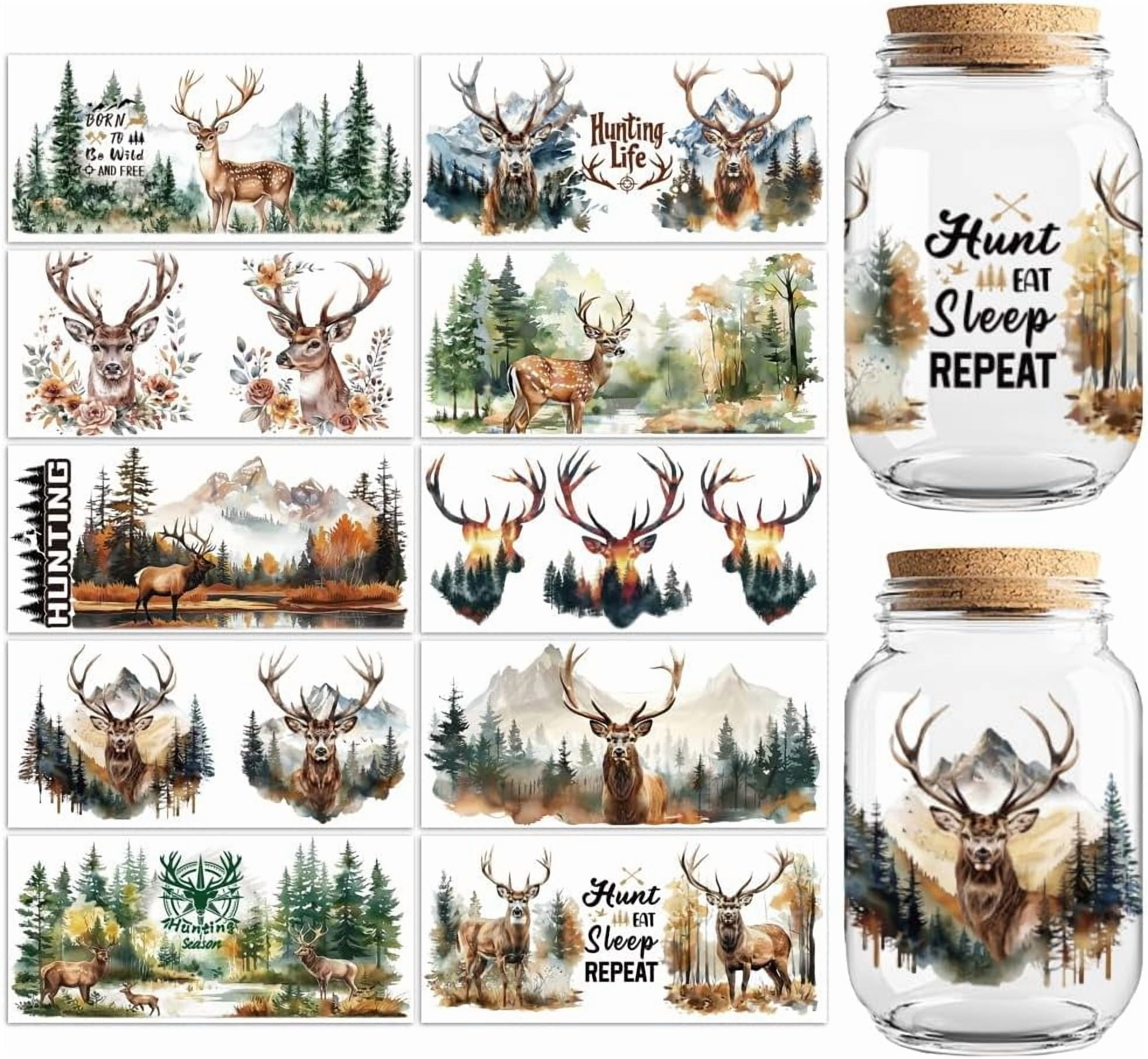 UV DTF Cup Transfer Wraps Stickers Forest Deer 10 Sheets Waterproof ...