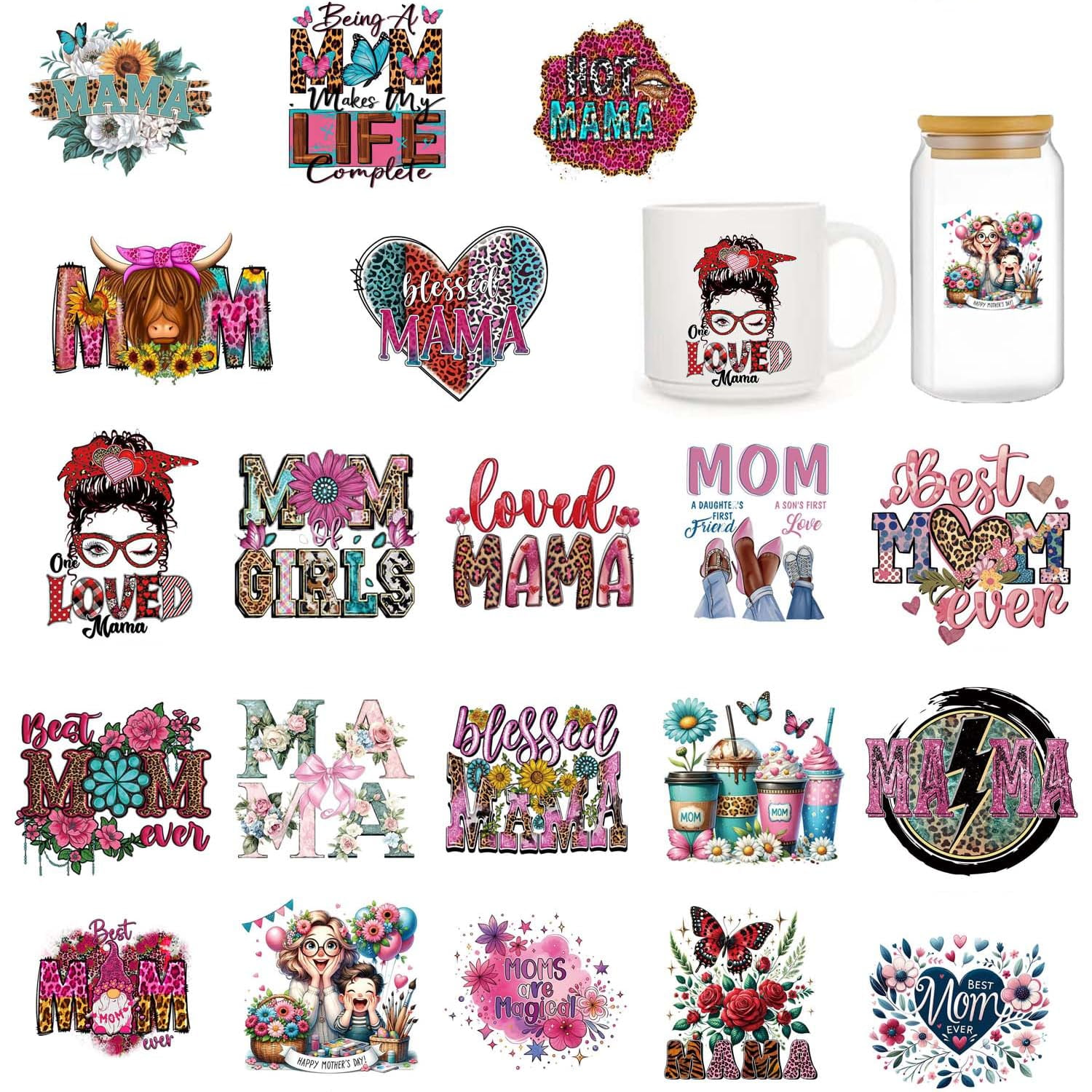 UV DTF Cup Wrap AIF9 Transfer Stickers- 20 Sheets Mama Coffee Drinks UV ...