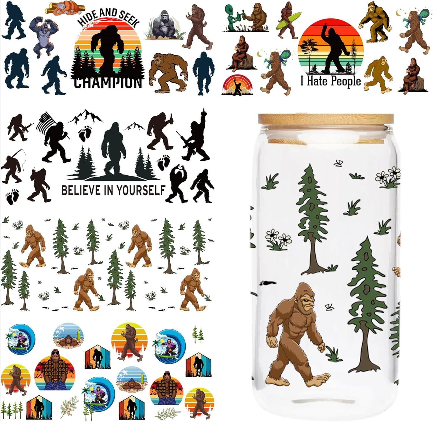 UV DTF Cup Wrap Transfer - 5 Sheets Gorilla UV DTF Sticker for 16 oz ...