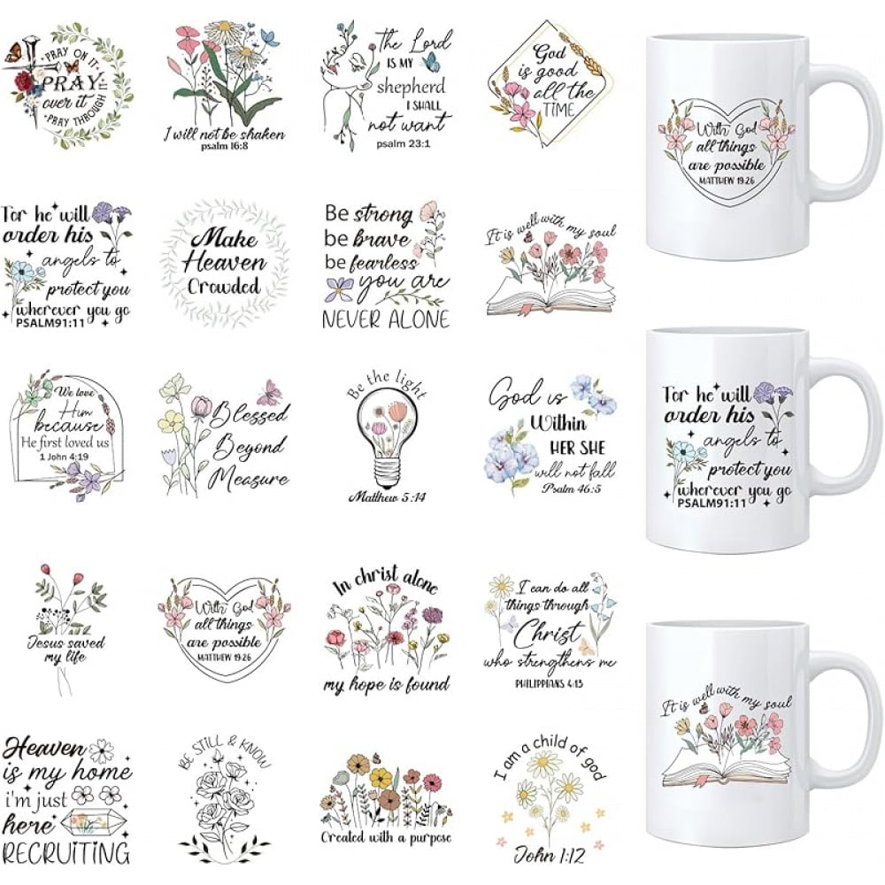 UV DTF Decals Stickers - 20 Sheets Bible Verse Uvdtf Tumbler Wraps for ...
