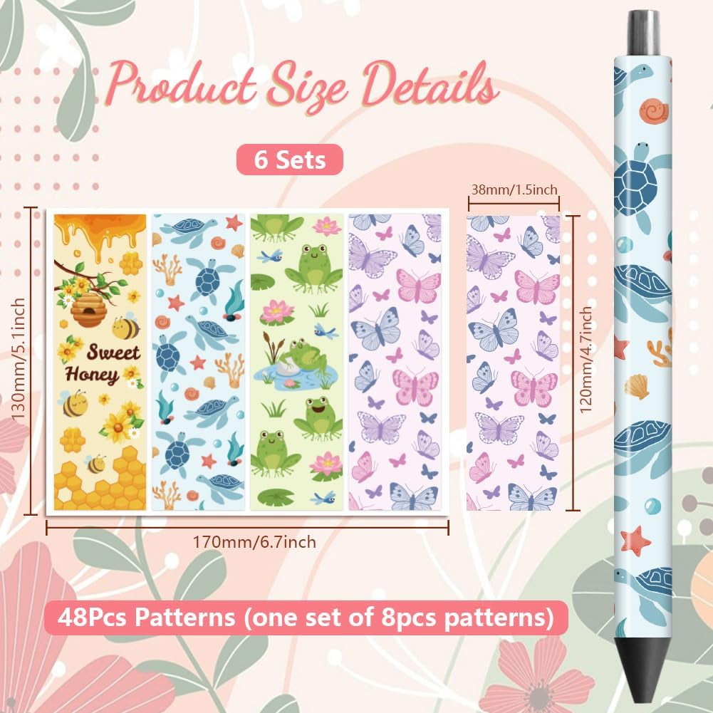 UV DTF Pen Wraps Transfer Sticker Decal Animal Collection Words - 48pcs Waterproof HD Print UV ...