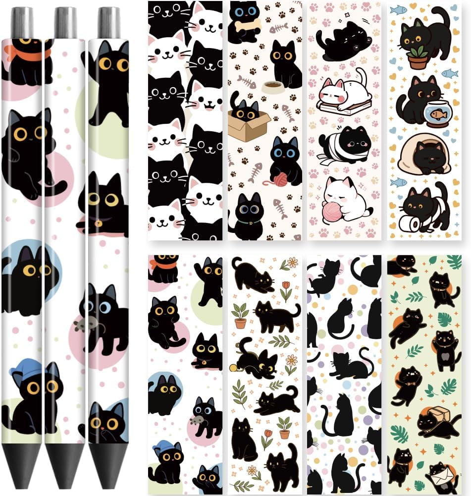 UV DTF Pen Wraps Transfer Sticker Decal Cartoon Cat - 48pcs Waterproof ...