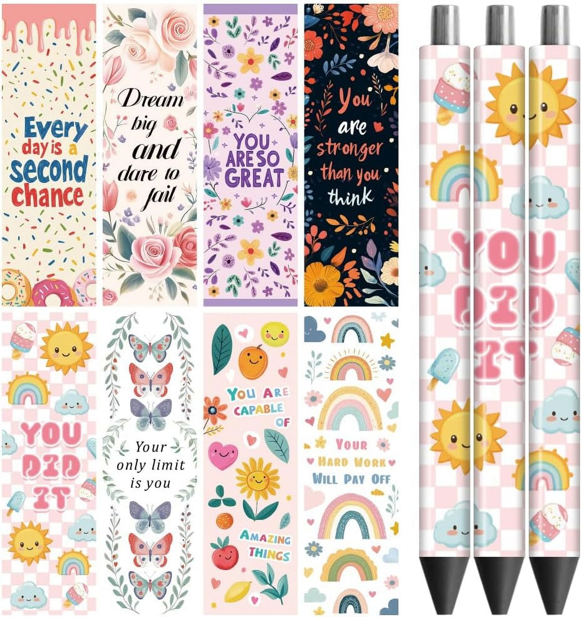 UV DTF Pen Wraps Transfer Sticker Decal Motivational and Words - 48pcs ...