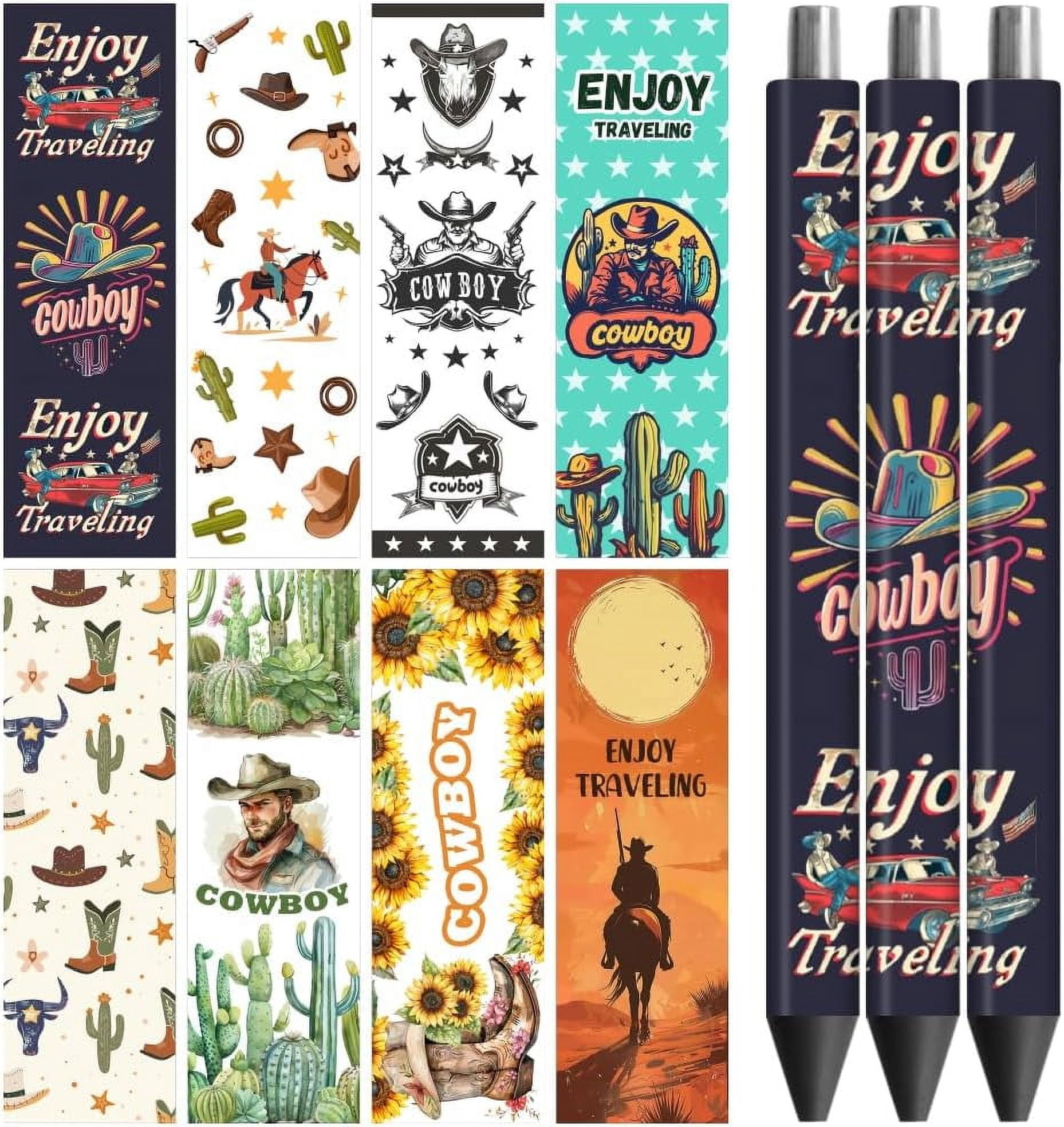 UV DTF Pen Wraps Transfer Sticker Decal West Cowboy - 48pcs Waterproof ...