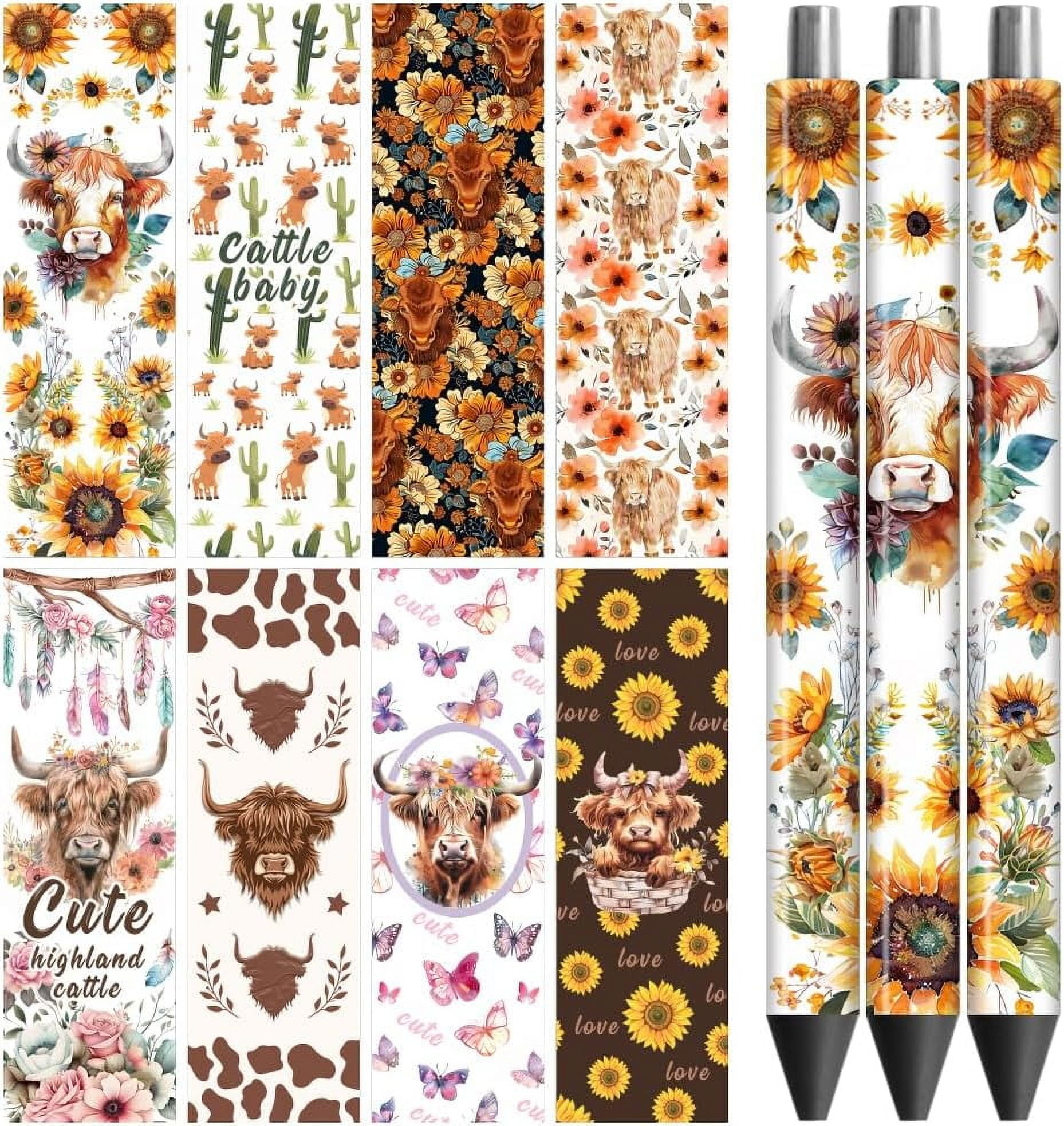 UV DTF Pen Wraps Transfer Sticker Highland Cattle - 48pcs Waterproof HD ...