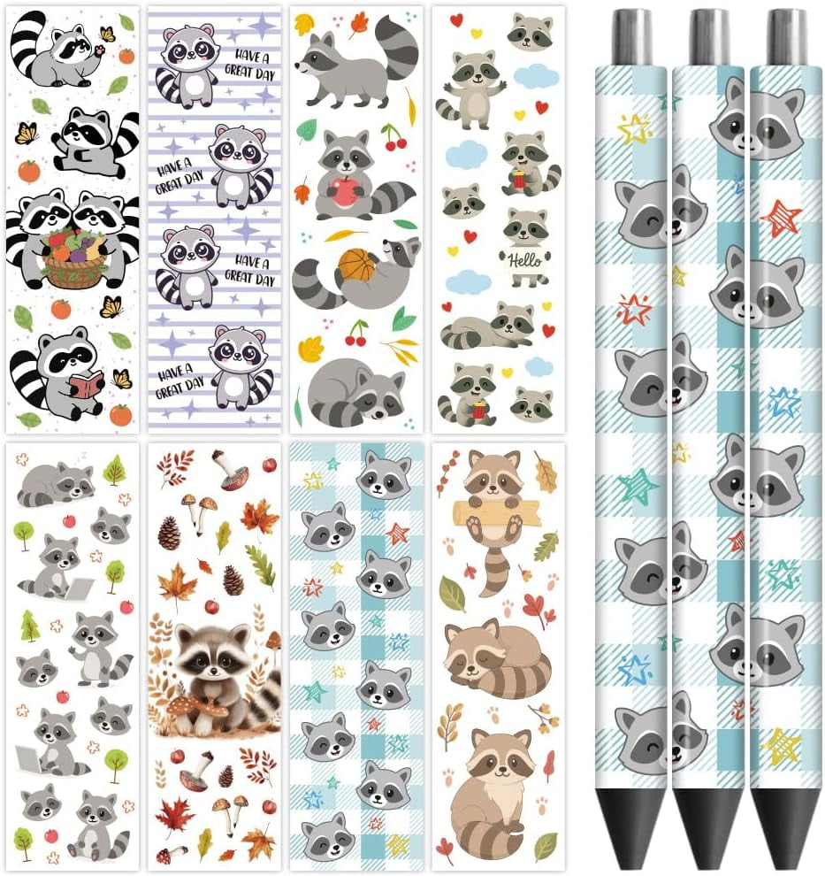 UV DTF Pen Wraps Transfer Sticker Raccoon - 48pcs Waterproof HD Print ...