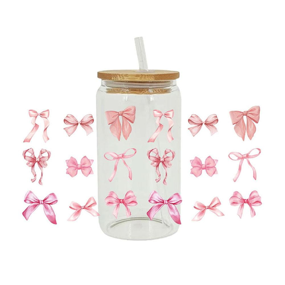 UV DTF Transfer Cup Wraps, Bow UV DTF Wraps Sticker for 16 oz Glass ...