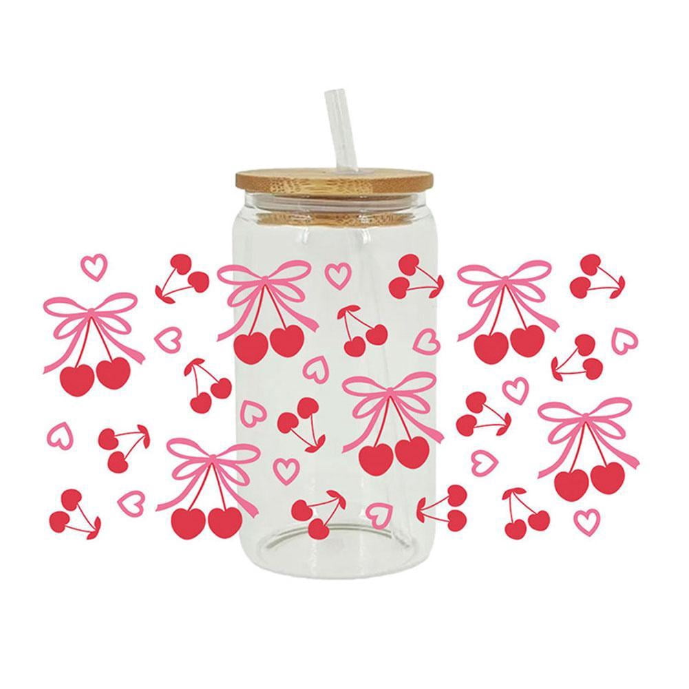 UV DTF Transfer Sticker,Pink Bow UV DTF Glass Cup Wrap Transfer for ...