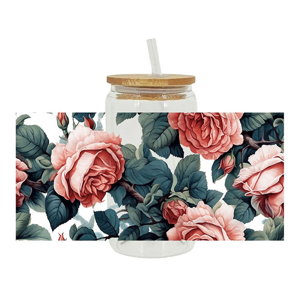 UV DTF Wrapped Glass Transfer Kit - 1 Sheet of 3D Stickers for Glasses ...