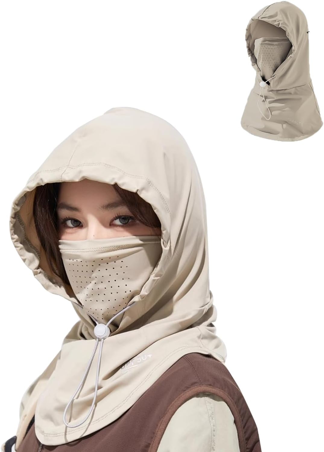 UV Face Cover UPF 50+ Women Summer Face Covering Wide Brim Straw ...