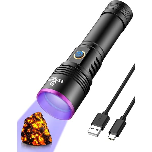 UV Flashlight 365nm Powerful, Large 4-Core High Power LED Ultraviolet ...