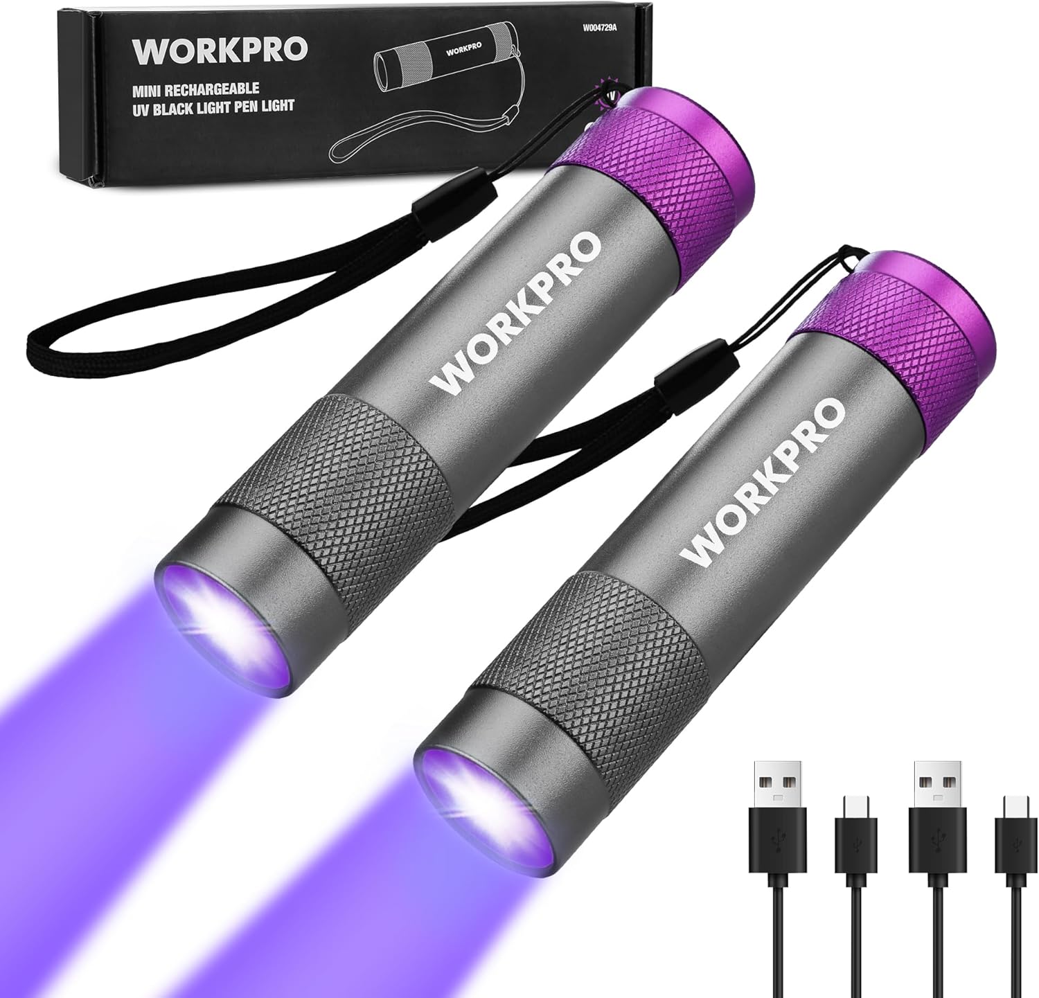 UV Flashlight Black Light, 2-Pack 365nm UV Rechargeable Flashlight, Mini Ultraviolet Flashlight ...