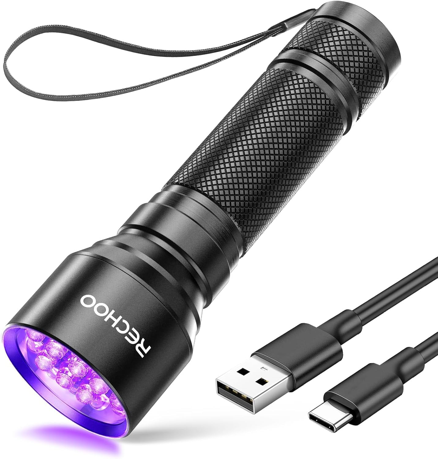 UV Flashlight Black Light, 21 LED 395nm Ultraviolet Rechargeable Flashlights UV Light ...