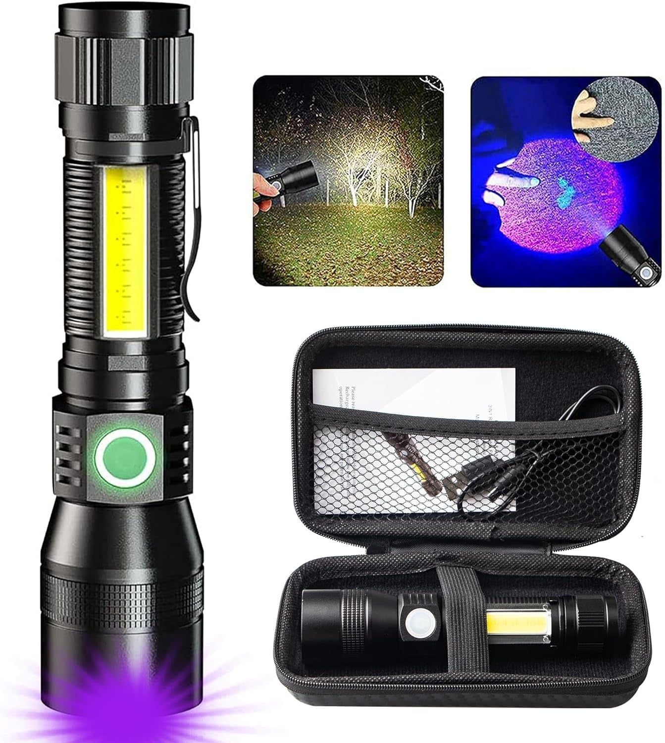 UV Flashlight Black Light, 3 in-1 Blacklight Flashlight High Lumens ...