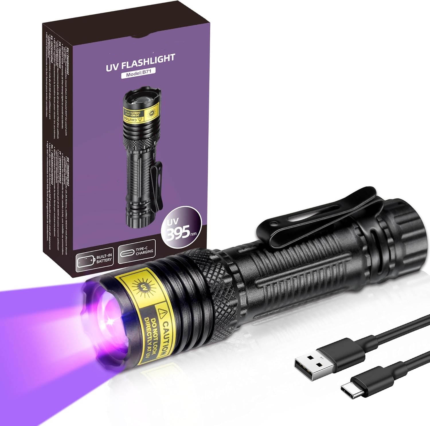 UV Flashlight Black Light, Mini but Powerful Blacklight USB-C LED ...