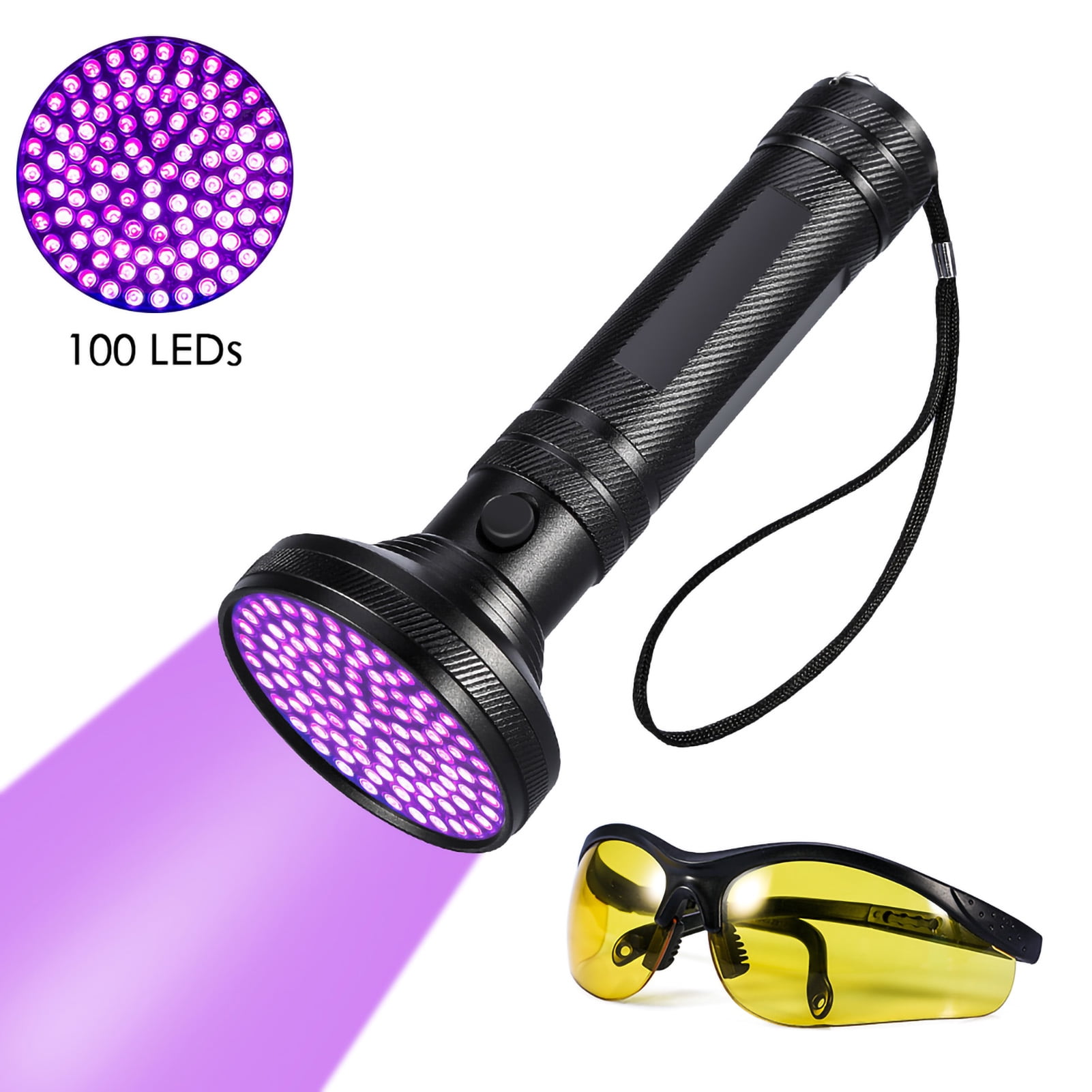 UV Flashlight Pet Stain Urine Detector Bright 100 LEDs Blacklight Torch ...