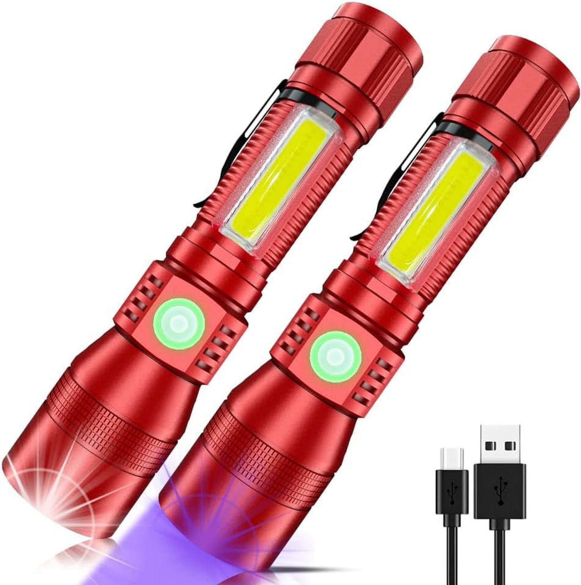 UV Flashlight Rechargeable, Black Light Flashlight with Magnet&Side ...