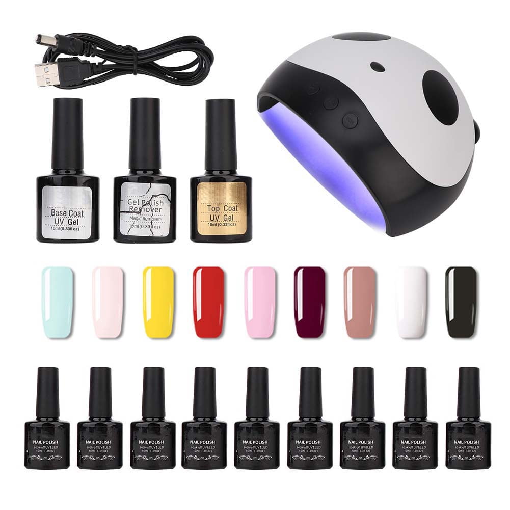 UV Gel Nail Polish Kit with Base, Top Coat, Remover, Manicure Set, and ...