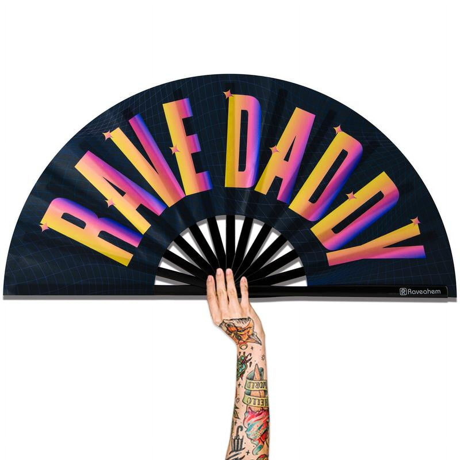 UV Glow Rave Fan Bamboo Folding Clack Hand Fan for Men Women Decor Gift ...