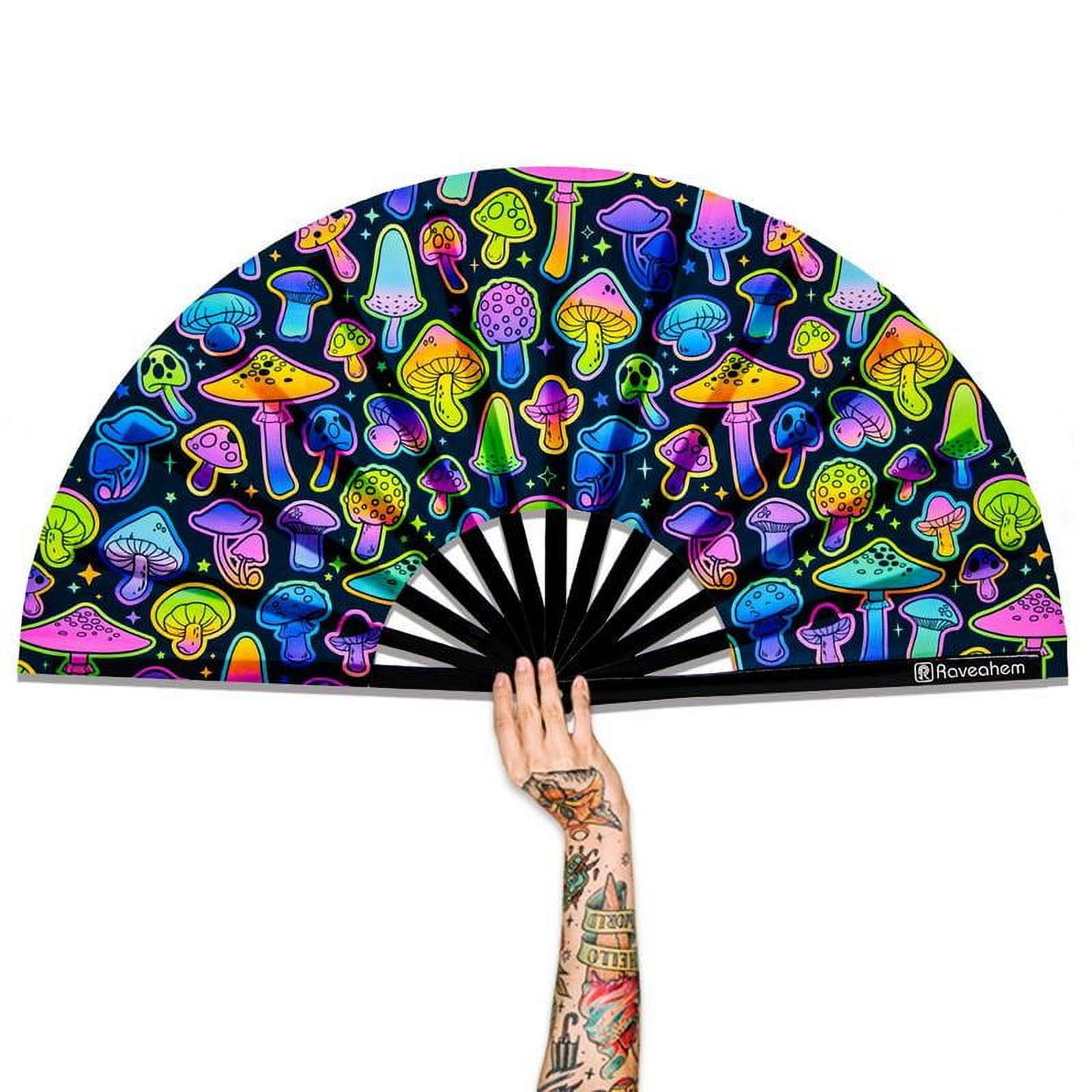 UV Glow Rave Fan Bamboo Folding Clack Hand Fan for Men Women Decor Gift ...