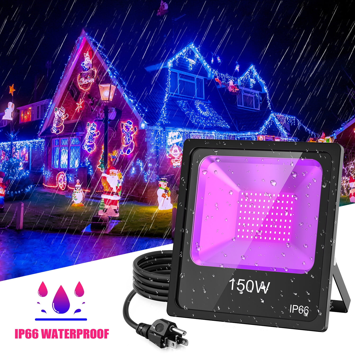 UV LED Blacklight for Halloween Party,150W IP66 Stage Lighting 10 ft ...