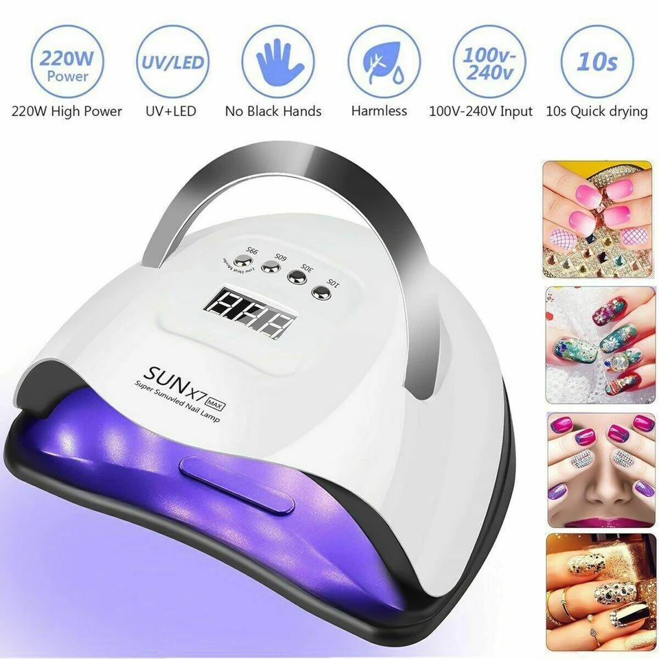 UV LED Nail Lamp 220W Dryer Gel Polish Light Manicure Salon Curing SUN ...