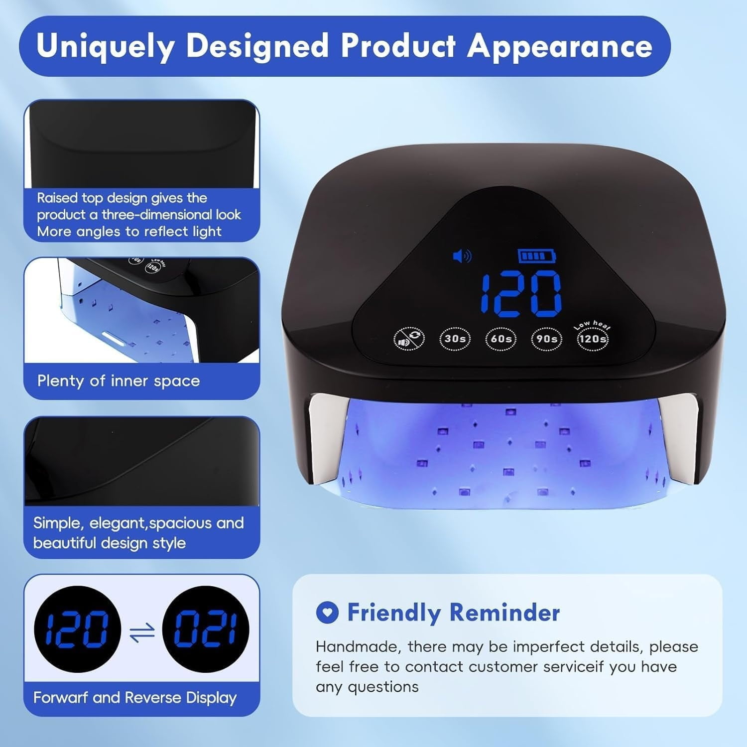 UV LED Nail Lamp with UV Gloves,Magnetic Metal Mirror Base Cordless ...