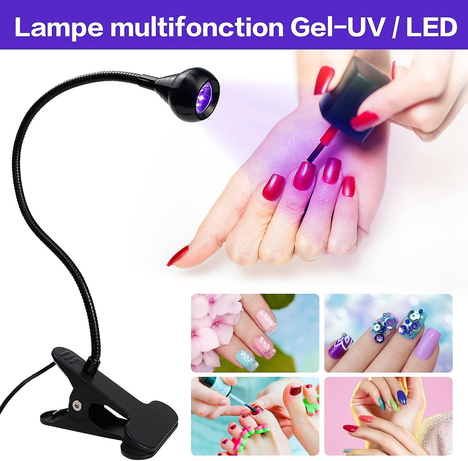 UV Lamp Nail Gel American Pose Ultraviolet Treatment UV Light 3W USB Led Lamp UV Lamp Clip-on ...